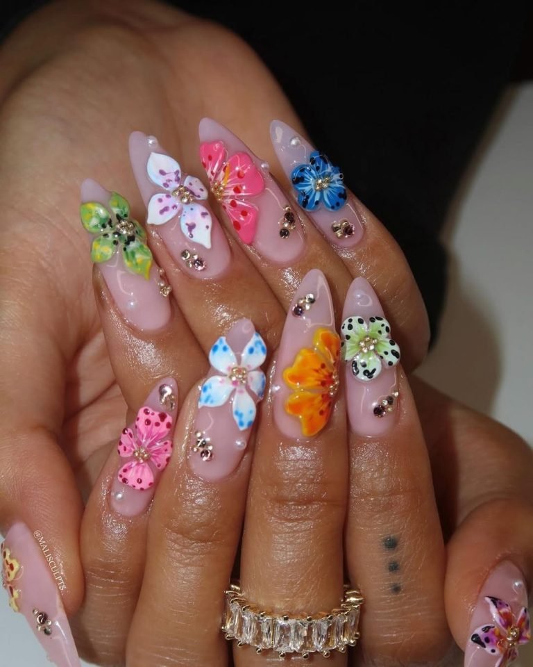30 Must-Try 3D Flower Nail Ideas That Everyone Is Obsessed With - Glimsie