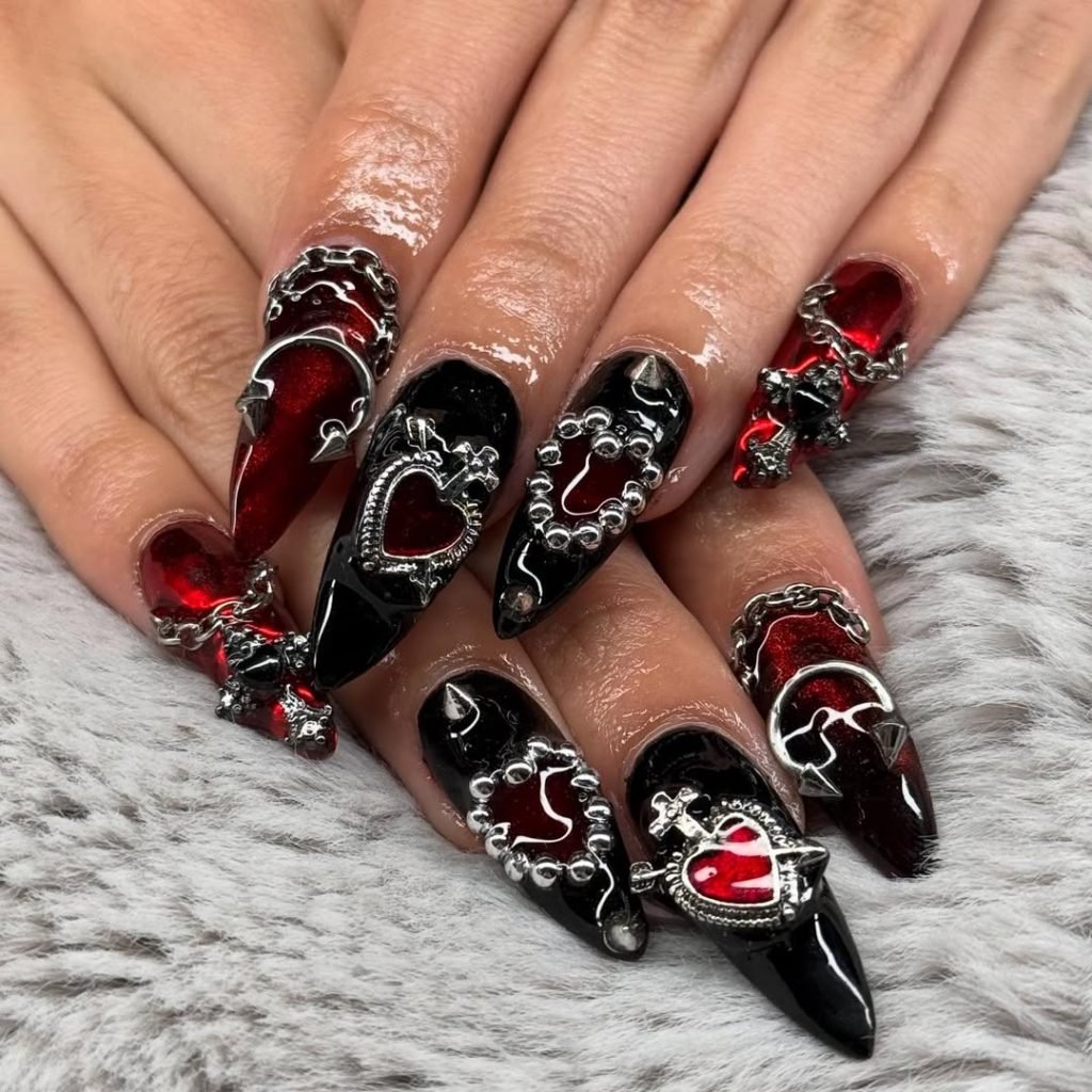 17 Luxe Goth Nail Ideas That Prove Darkness Can Dazzle - Glimsie